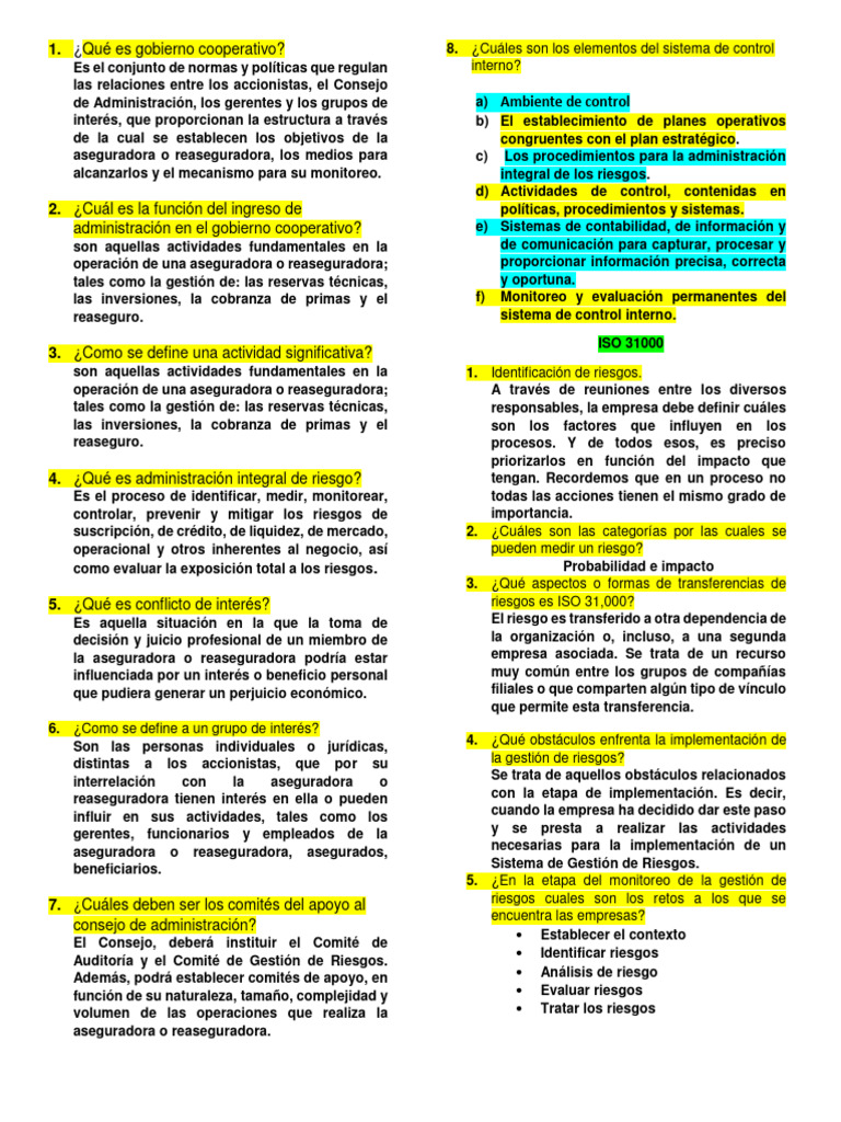 preguntas examen riesgo | PDF | Seguro | Reaseguro