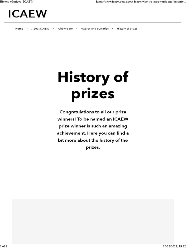 ICAEW Prize Winners' History | PDF | Accounting | United Kingdom