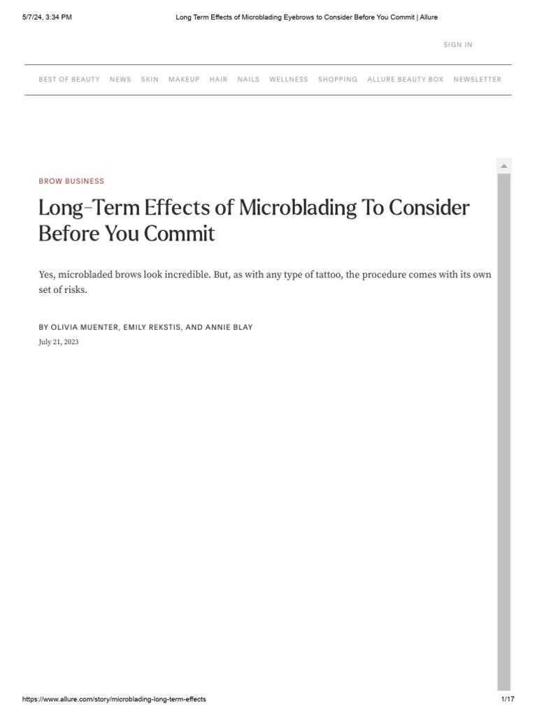 Long Term Effects Eyebrows | PDF | Eyebrow | Body Modification