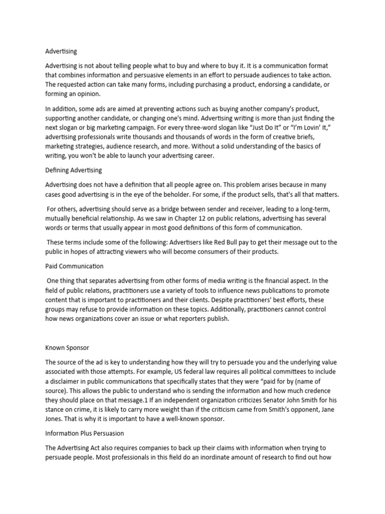 Advertising | PDF | Advertising | Public Relations