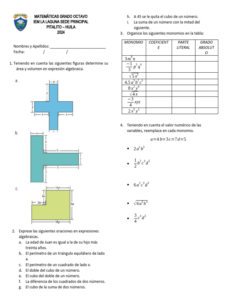 Matemáticas Grado Octavo | PDF | Matemáticas | Álgebra
