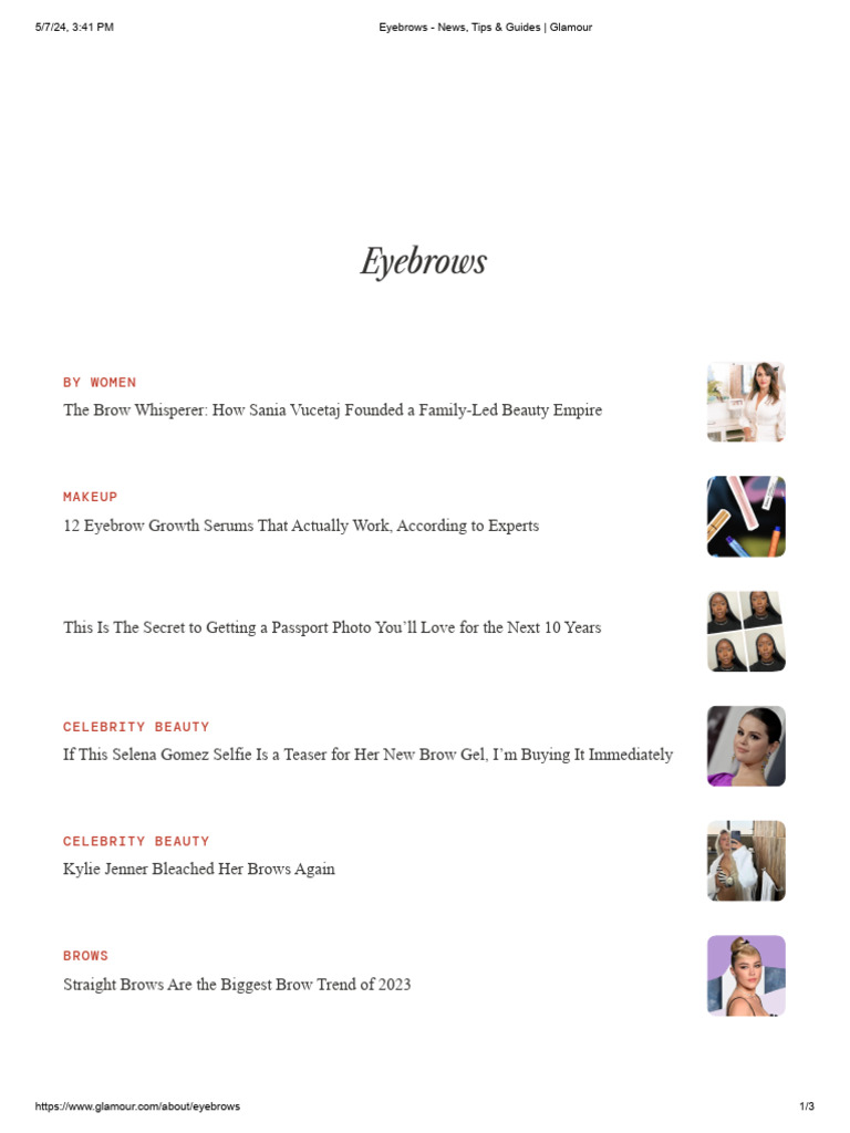 Eyebrows - News, Tips & Guides - Glamour2 | PDF | Lifestyle