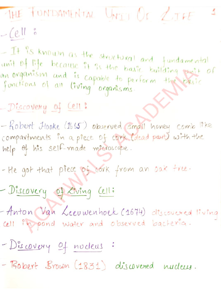 CLASS 9 SCIENCE CELL NOTES | PDF
