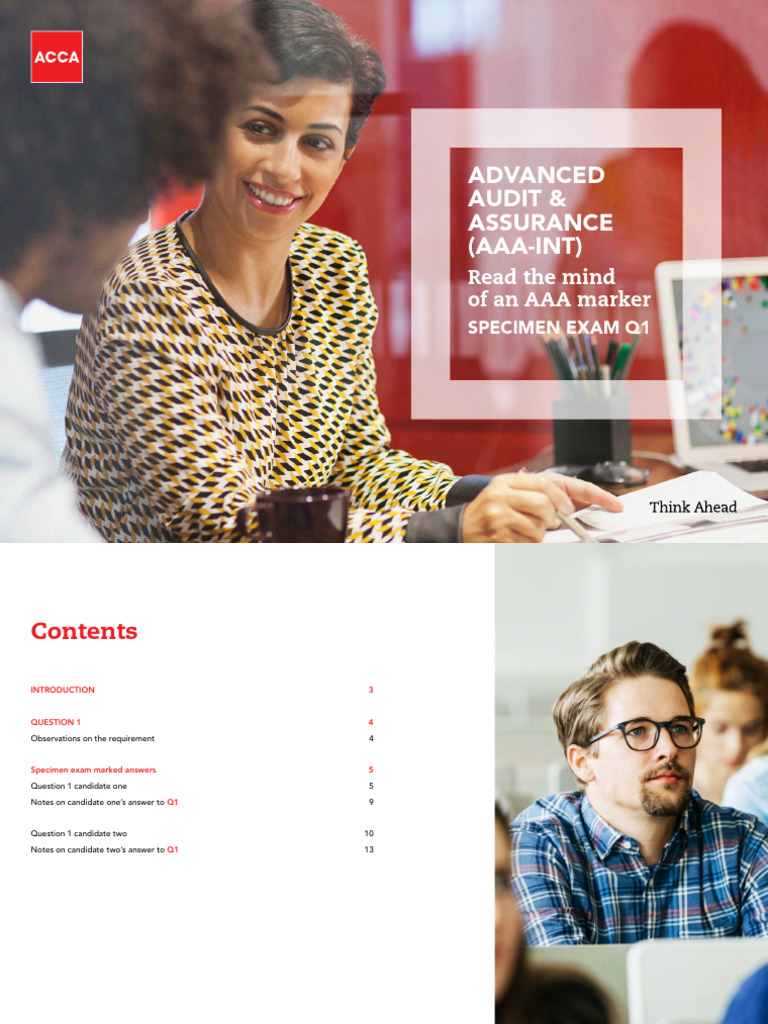 AAA Exam Q1 Marker Insights Guide | PDF | Audit | Risk