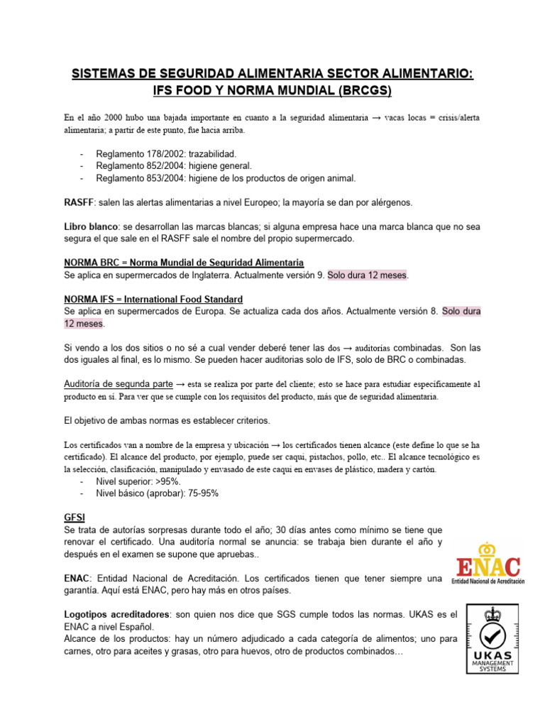 BRC Ifs | PDF | Seguridad alimenticia | Análisis de Riesgo y Puntos Críticos de Control