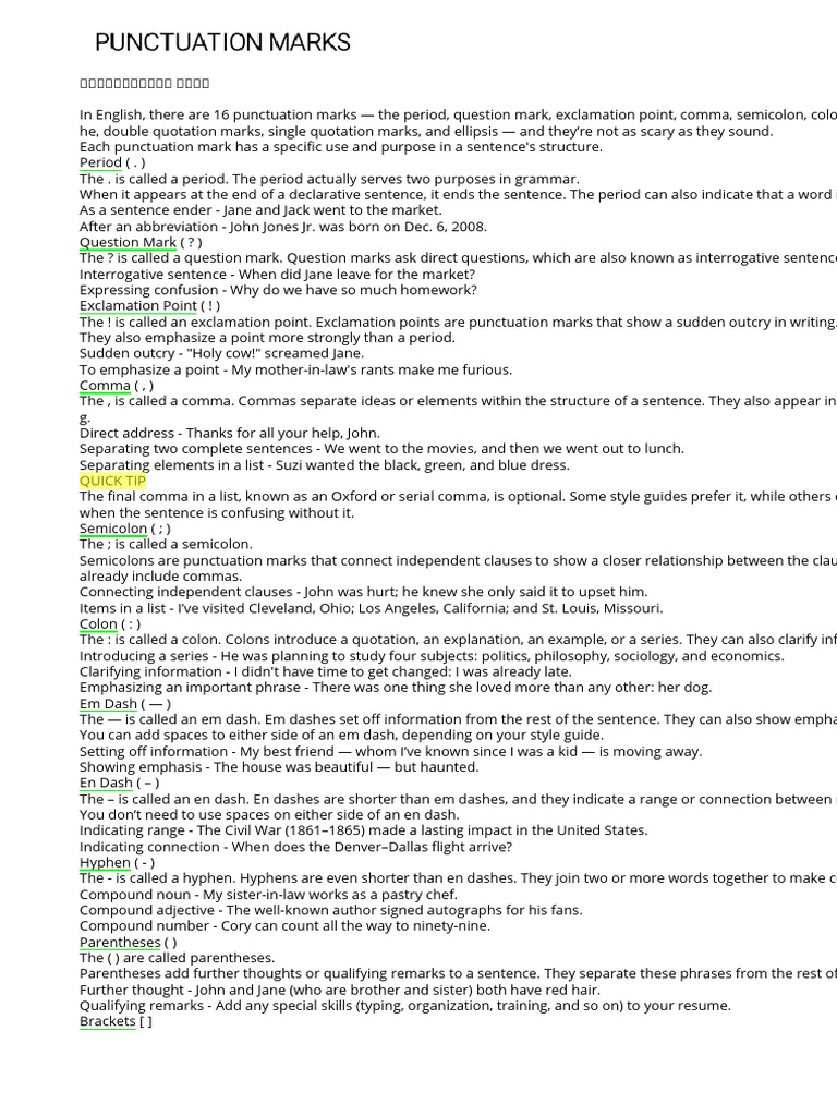 In English, | PDF | Bracket | Comma