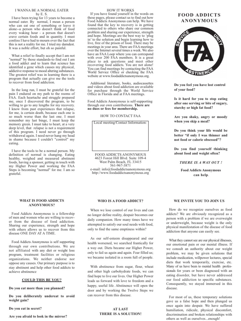 Information Pamphlet | Download Free PDF | Food Addiction | Twelve Step ...