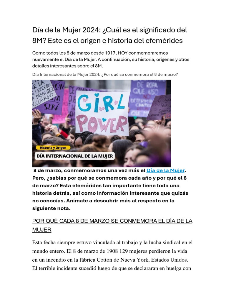 Dia de La Mujer | PDF | Mujer | Género