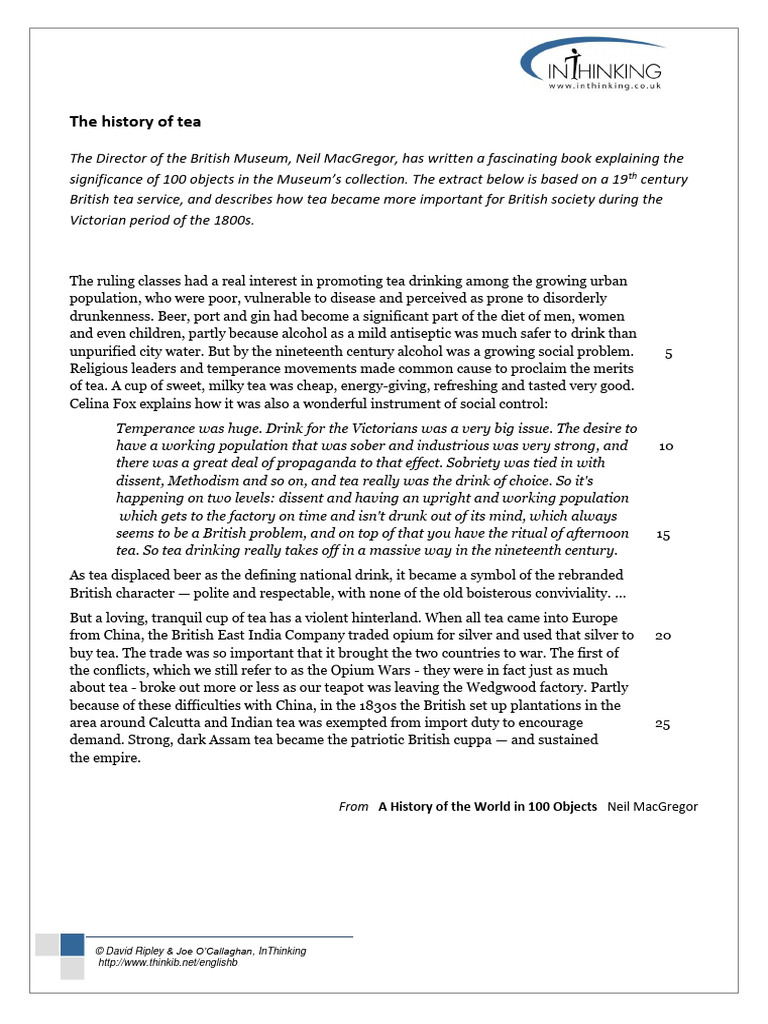 Tea History Handout Barajas | PDF | Tea | Alcohol