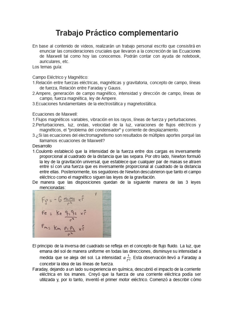Trabajo Práctico complementario 1 | PDF | Electromagnetismo | Campo magnético