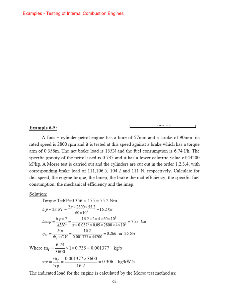 Examples - CH-5 Testing ICE. | Download Free PDF | Internal Combustion ...