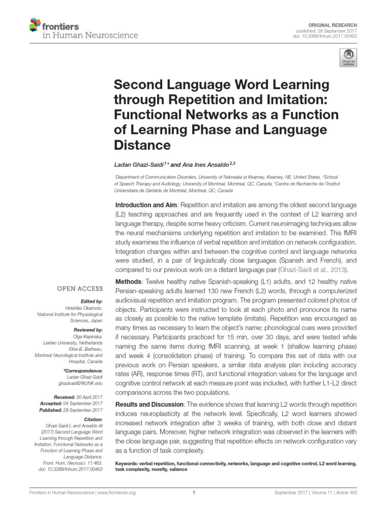 Fnhum 11 00463 | PDF | Second Language | Learning