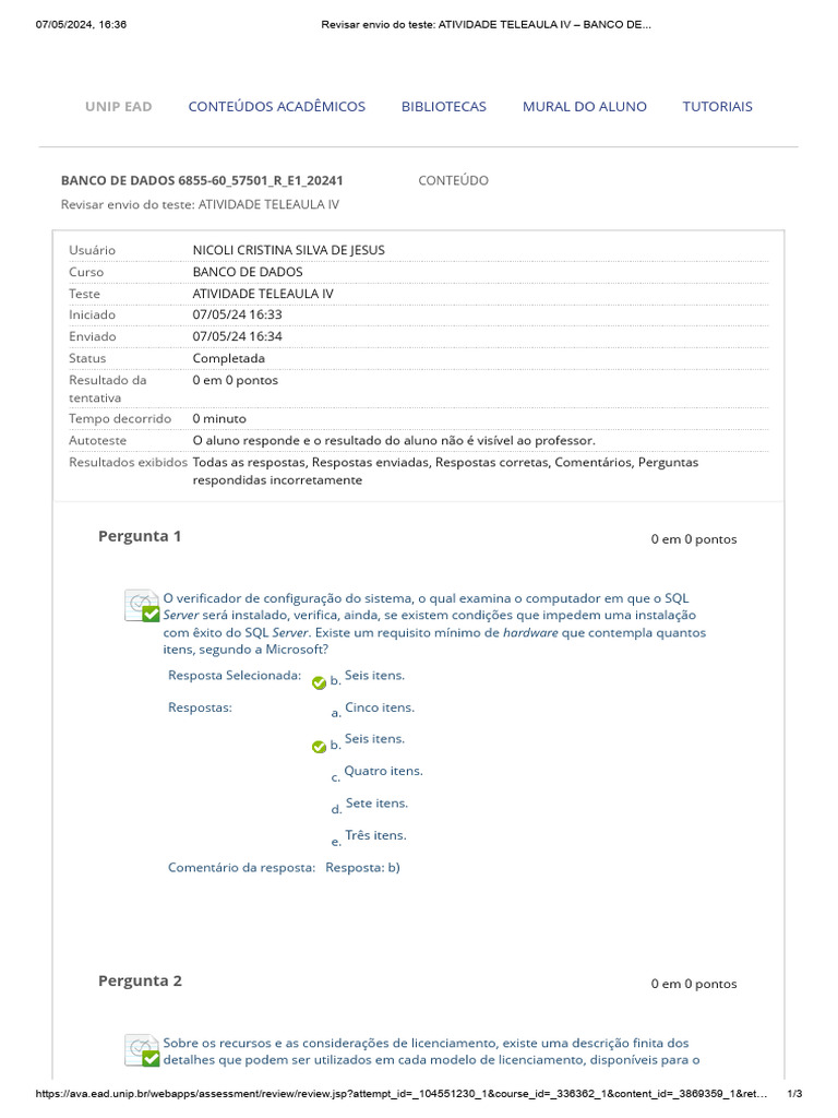 Atividade IV | PDF | Servidor (informática) | Microsoft SQL Server