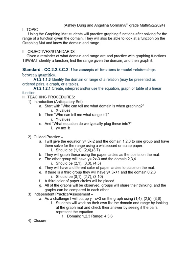 Manipulative Lesson Plan | PDF | Function (Mathematics) | Behavior ...