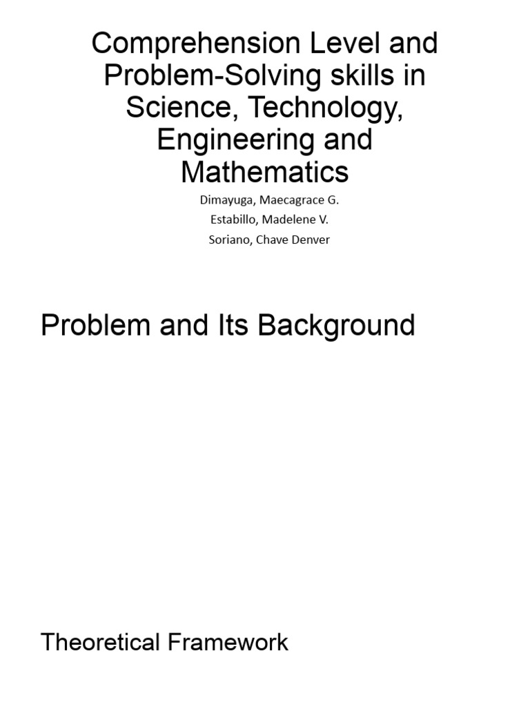 STEM Comprehension and Problem-Solving Skills | PDF | Career & Growth | Art