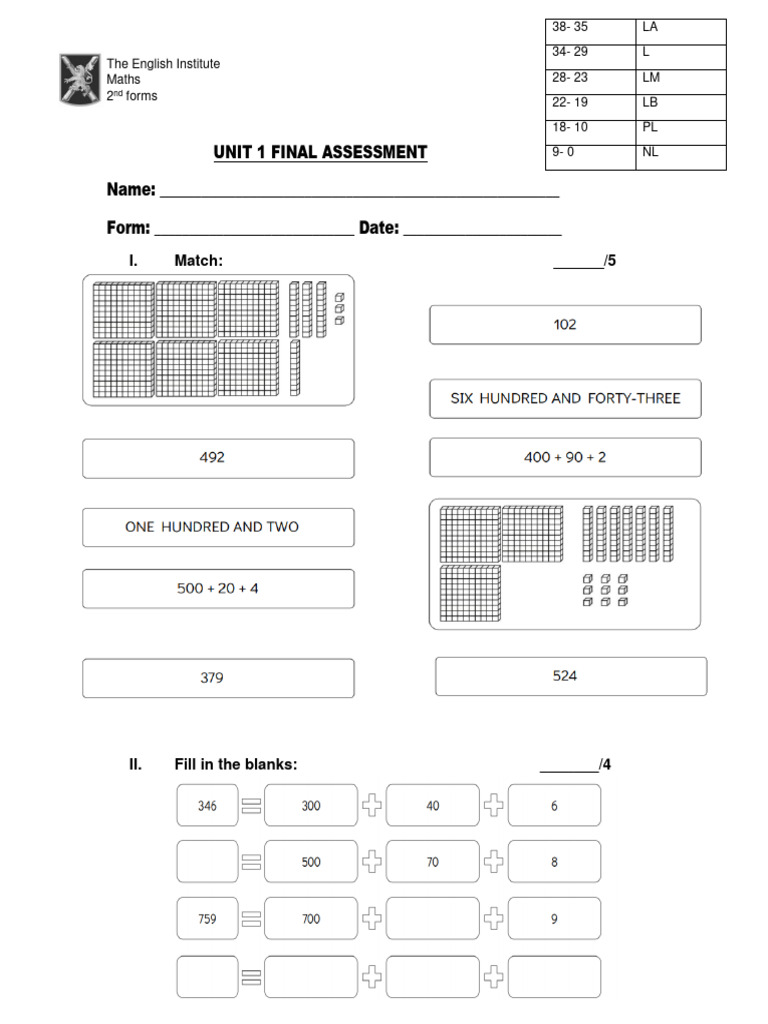 Numbers 1000 Final Test | PDF