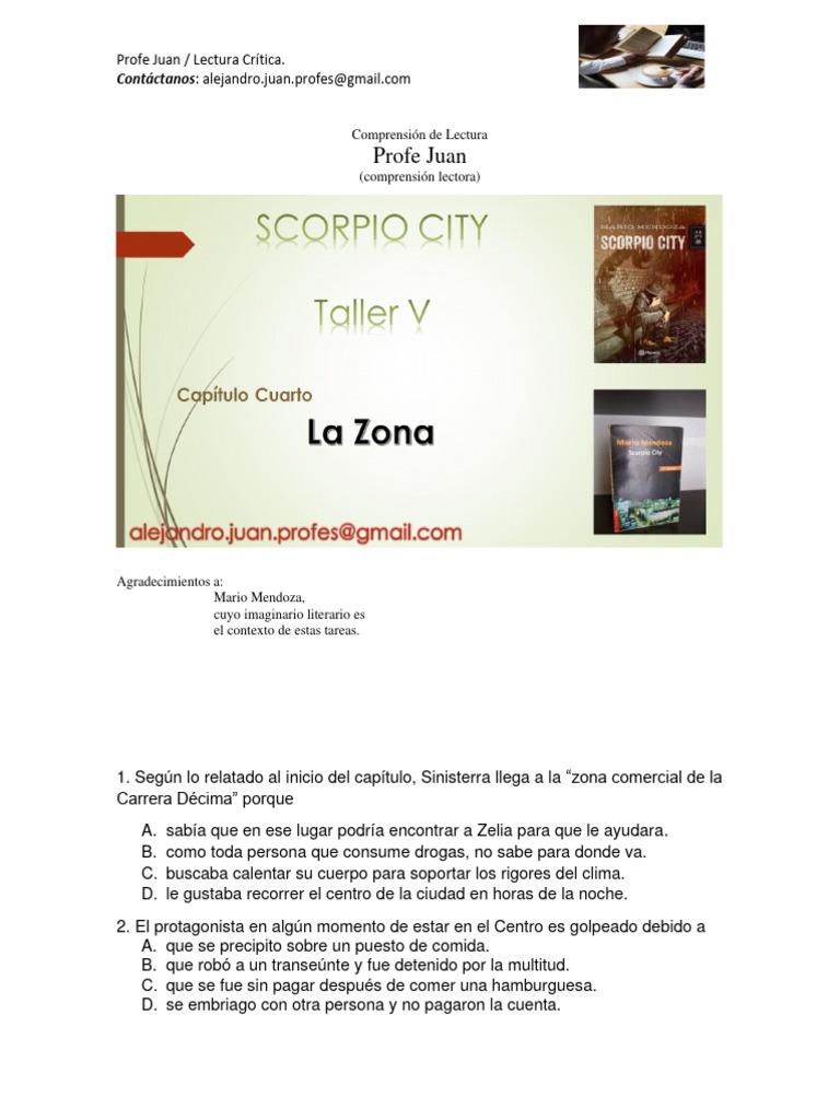 Comprensión de Lectura. Taller 5 | PDF