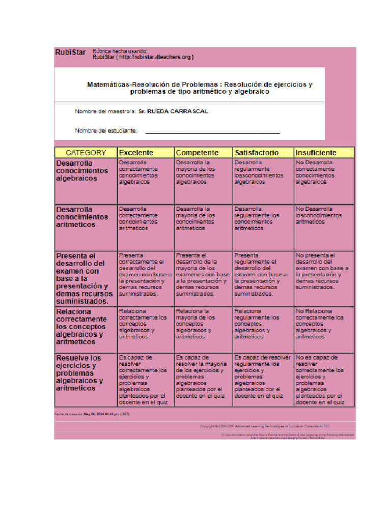 Evaluación de Rubistar | PDF