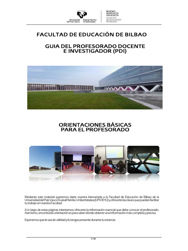 Guía PDI Facultad Educación Bilbao | PDF | Maestros | Tecnología de ...