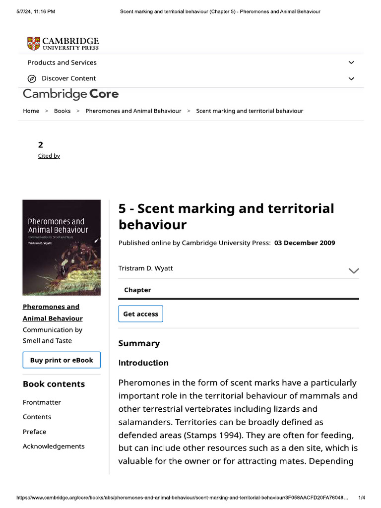 5 - Scent Marking and Territorial Behaviour | PDF