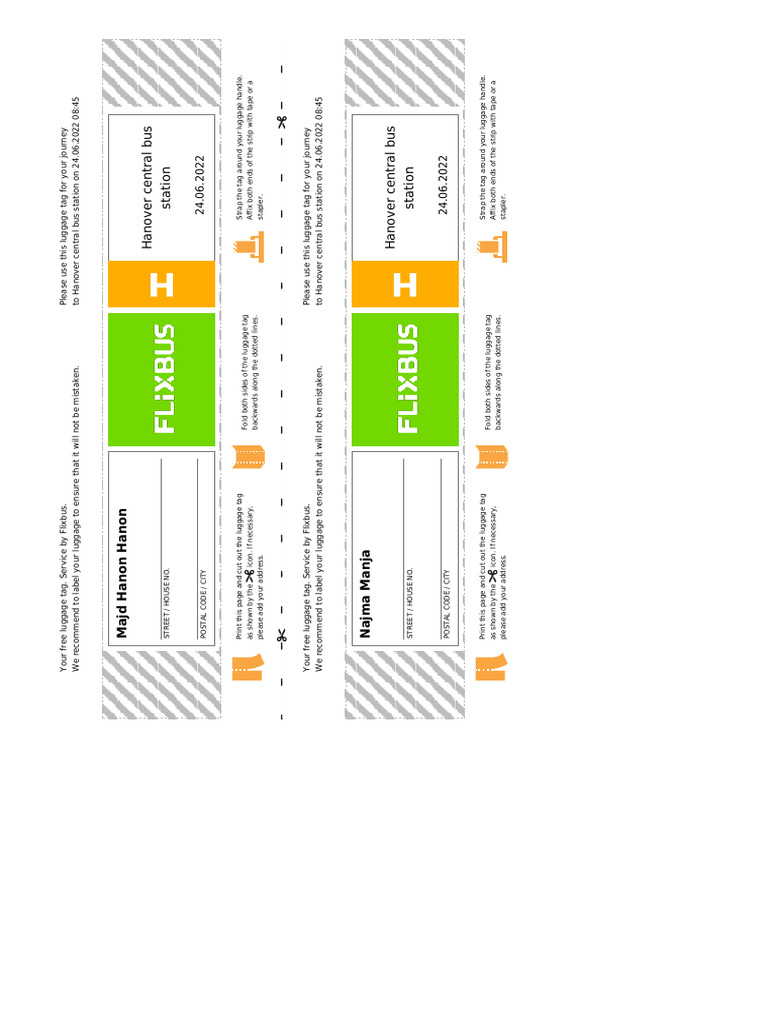 Free Luggage Tag for Flixbus Travelers | PDF