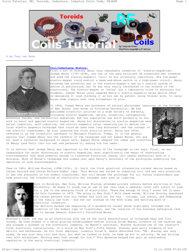 Coils Tutorial, RF, Toroids, Inductors, Inductor Color Code, VA3AVR ...