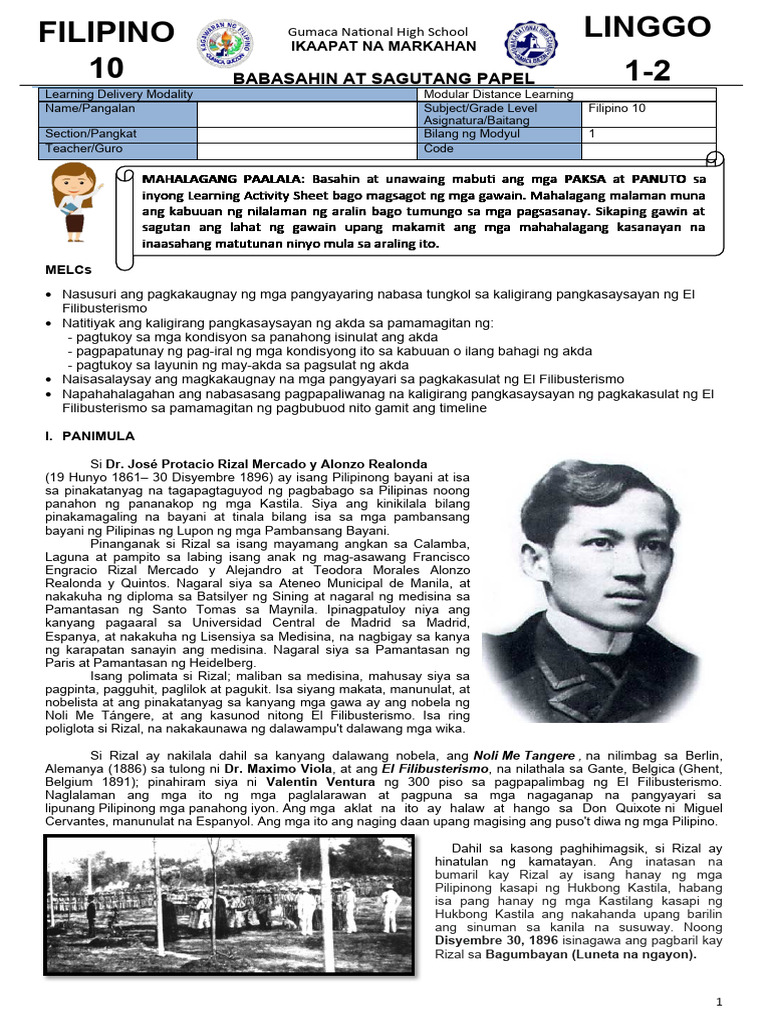 G10 Filipino Q4 Week 1 2 | PDF
