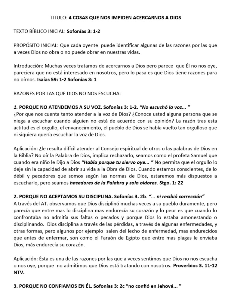 4 Cosas Que Nos Impiden Acercarnos A Dios | PDF | Dios | Teología