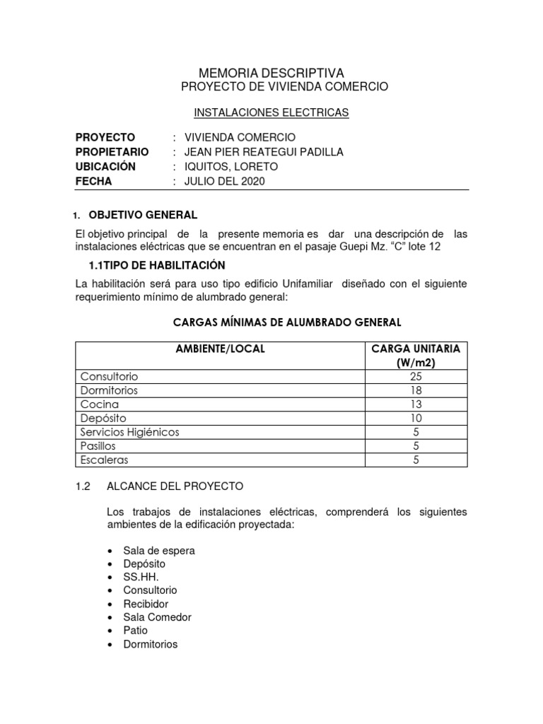 MEMORIA DESCRIPTIVA INS. ELECTRICAS | PDF | Conductor electrico | Aislador (Electricidad)