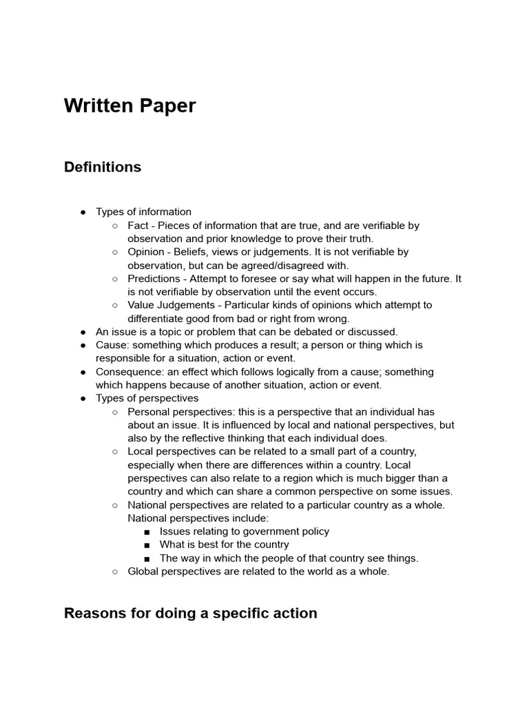 Written Paper - BLITZ NOTES | PDF | Knowledge | Evidence