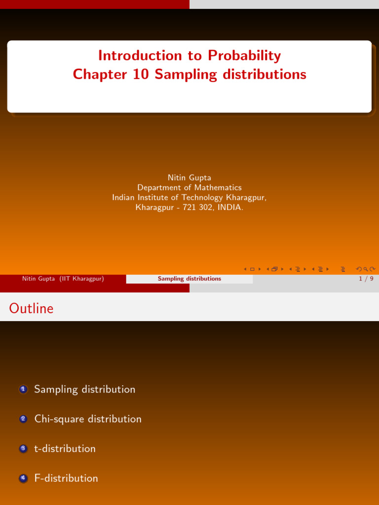 Chapter-10 Sampling Distribution | PDF | Probability Density Function | Chi Squared Distribution