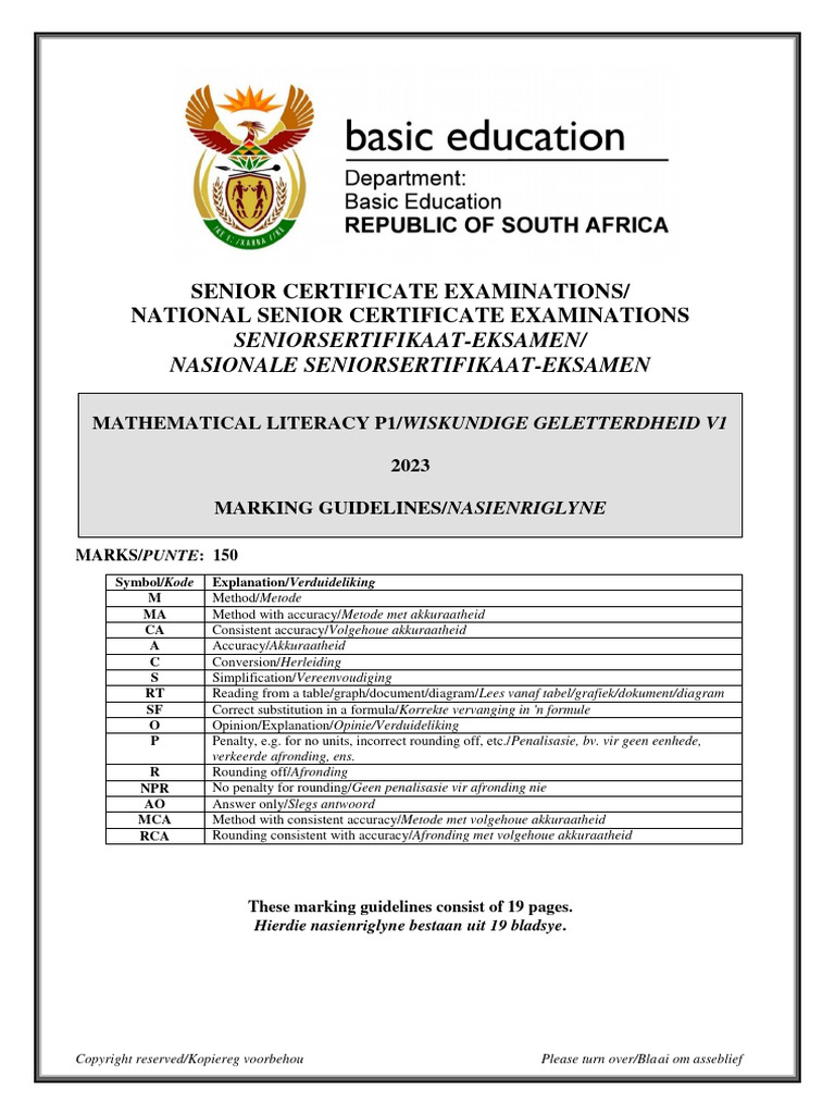 Mathematical Literacy P1 May-June 2023 MG Afr & Eng | PDF