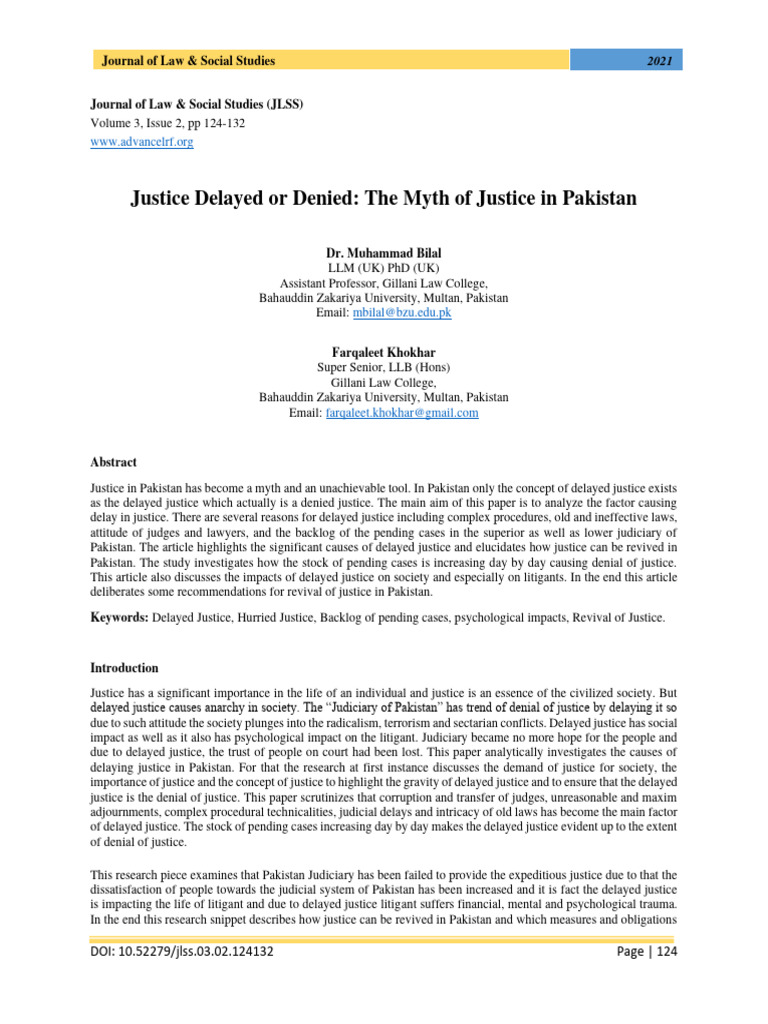 Delayed Justice in Pakistan: Causes & Solutions | PDF | Lawsuit | Justice