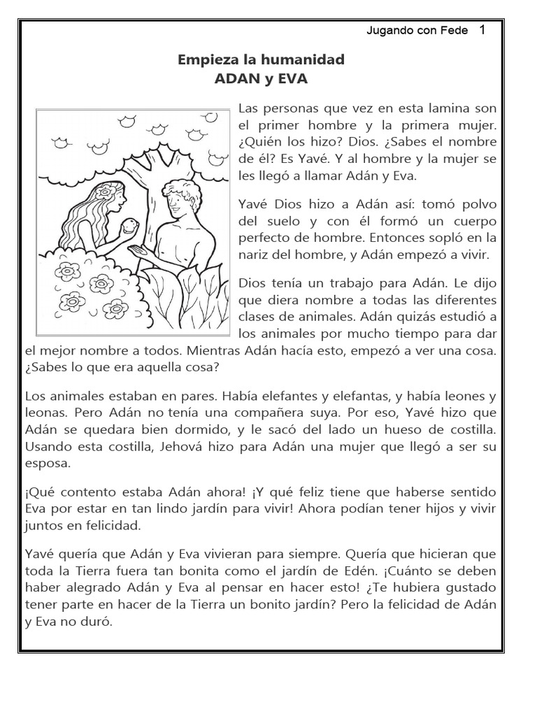 Adán y Eva: Creación y Actividades para Niños | PDF | Adán y Eva | Adán
