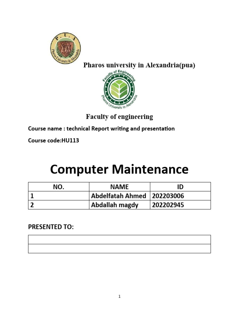 Technical Report On Computer Maintenance | PDF | Hard Disk Drive | Solid State Drive