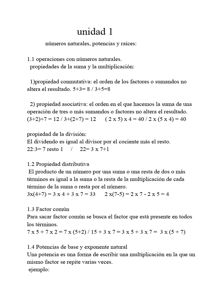 Matemáticas 1ro ESO Global | PDF | División (Matemáticas) | Exponenciación