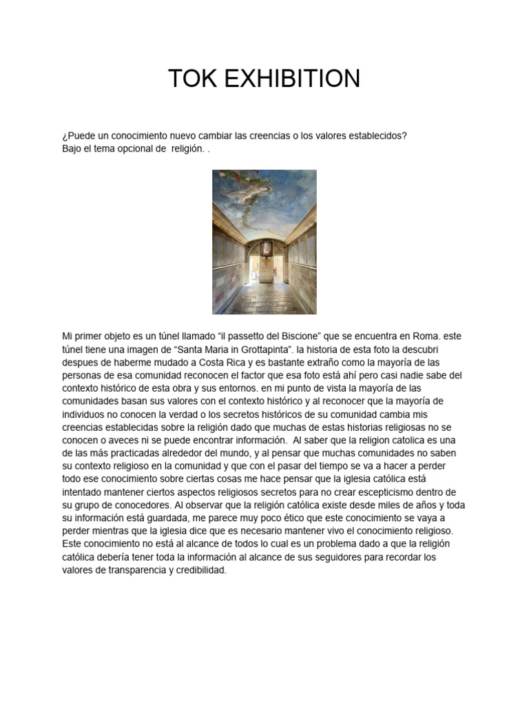 TOK EXHIBITION Sample | Descargar gratis PDF | Conocimiento | Iglesia ...