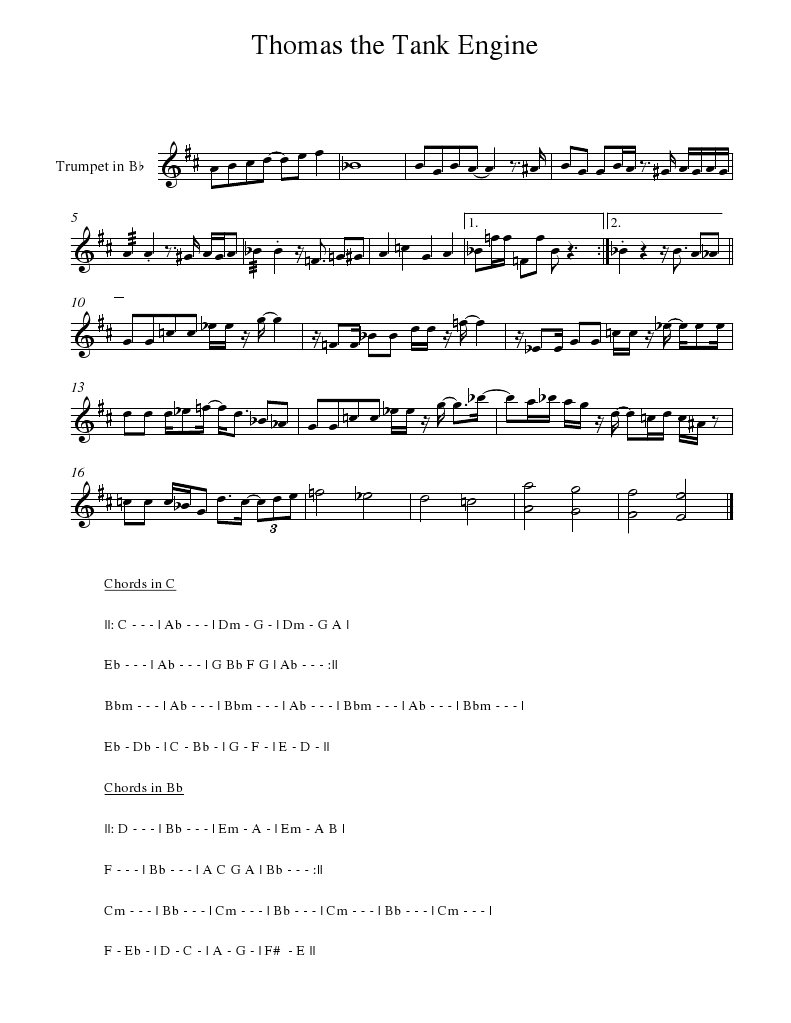 Thomas the Tank Engine Trumpet Chords | PDF