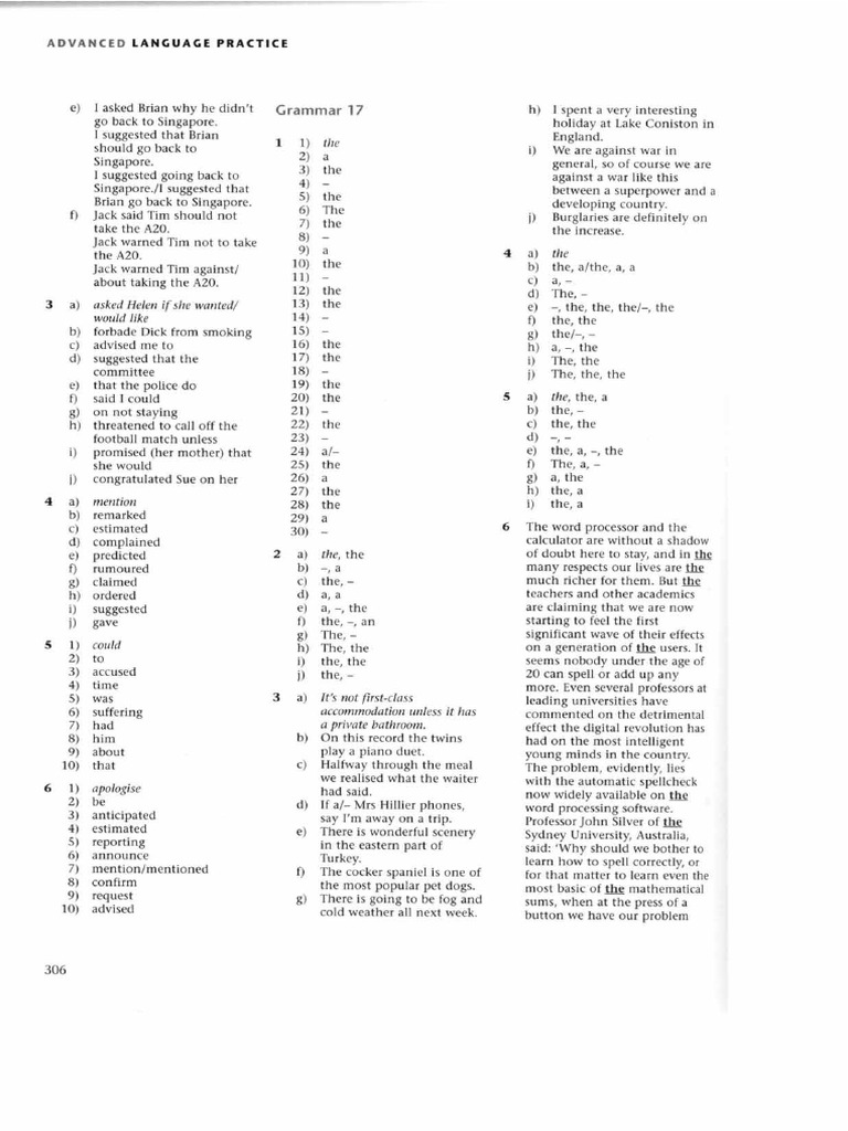 Articles - Further Practice - Answers | PDF