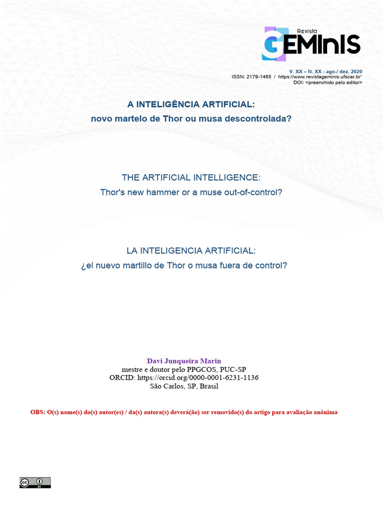 A INTELIGÊNCIA ARTIFICIAL - Artigo - GEMInIS - V2 (PT) | PDF | Intelectual | Antonio Gramsci