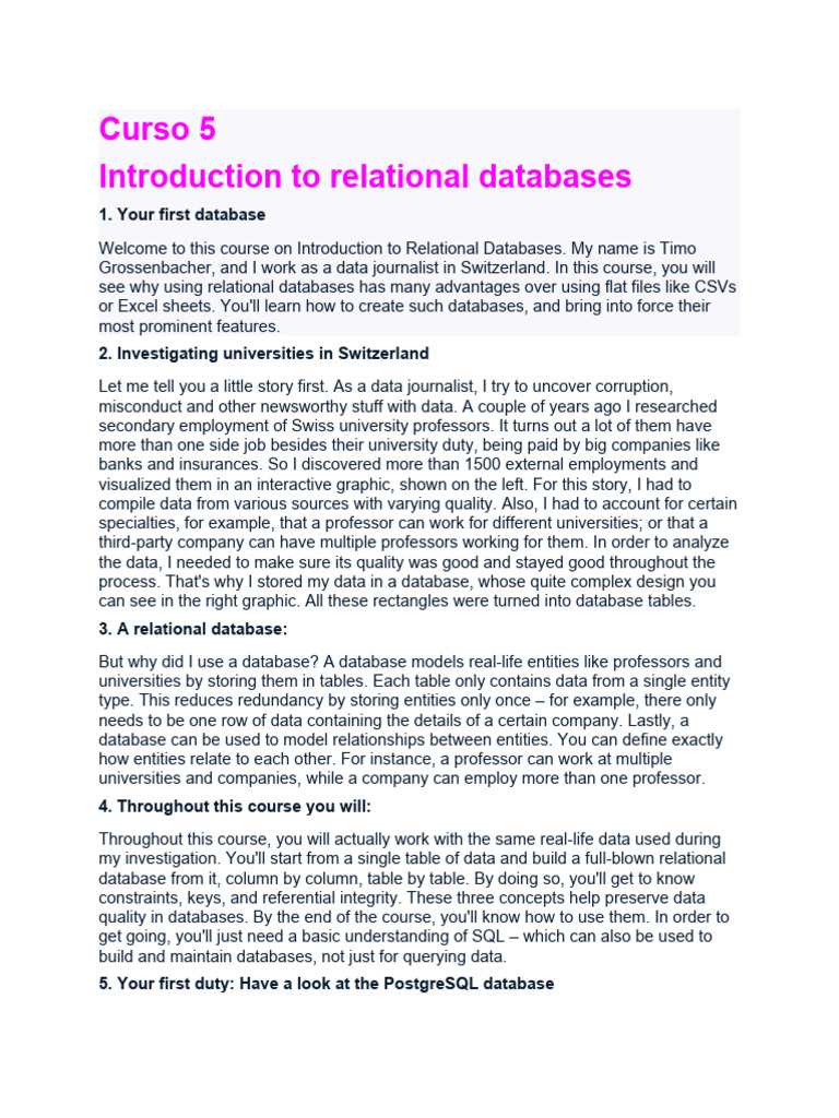 Data Engineer- Course | PDF | Databases | Relational Database