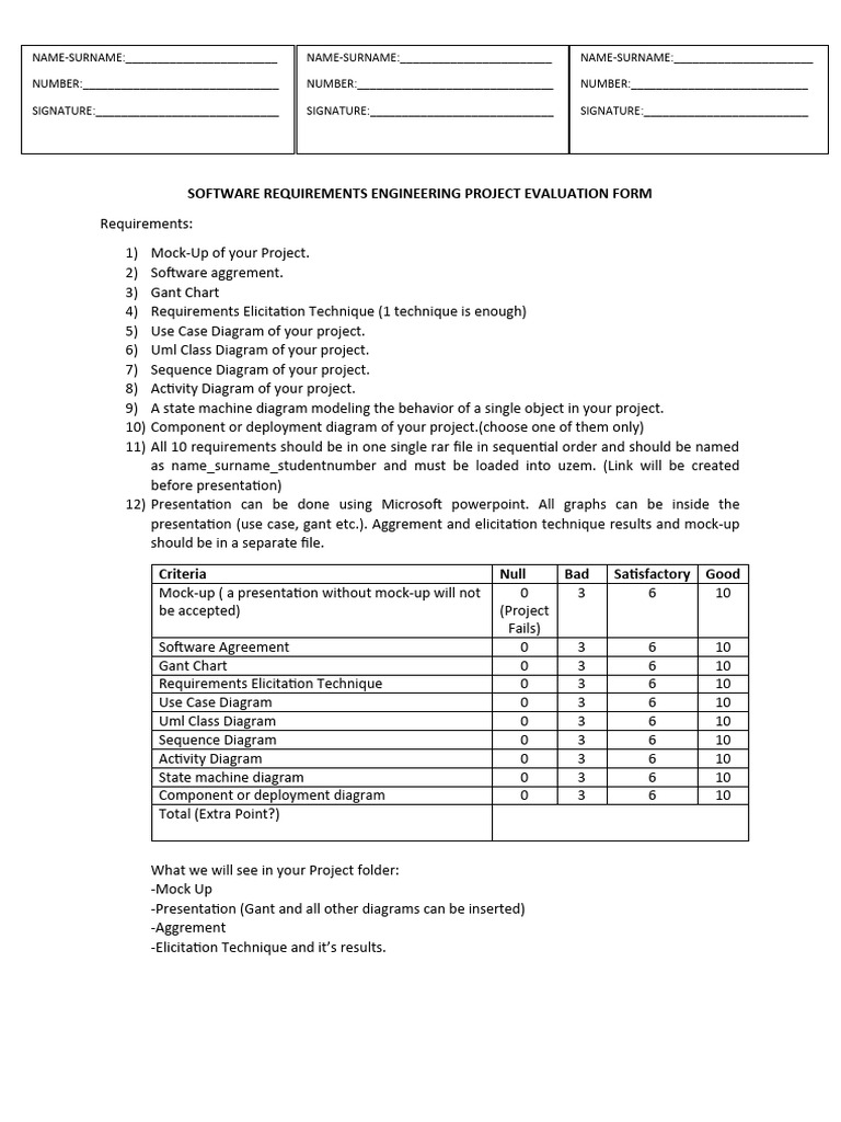 Project Evalution Form | PDF | Use Case | Unified Modeling Language
