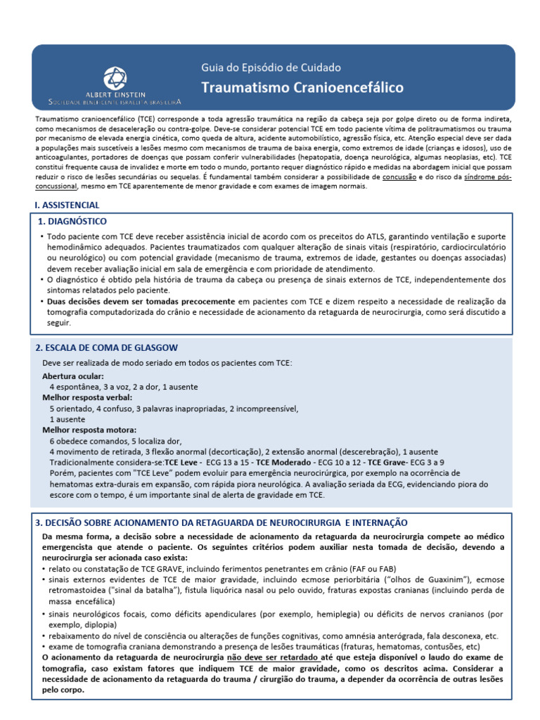 Guia Prático sobre Traumatismo Cranioencefálico | PDF | Traumatismo ...
