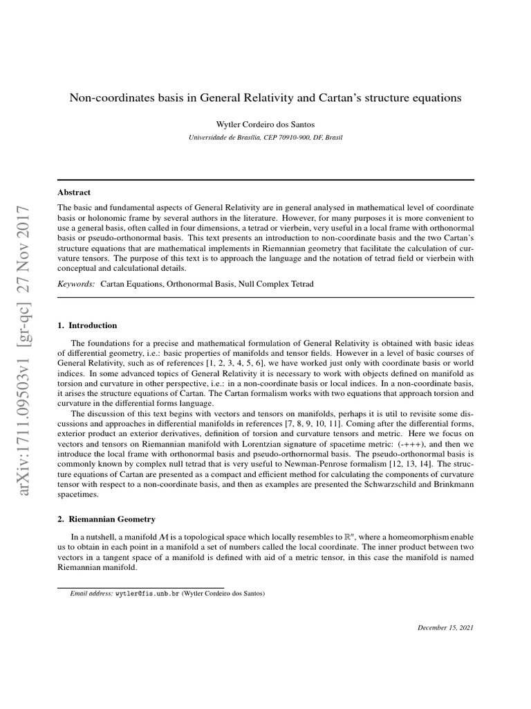 Non Coordinates Basis in General Relativ | PDF | Tensor | Differential Form Non Coordinates Basis in General Relativ | PDF | Tensor | Differential Form