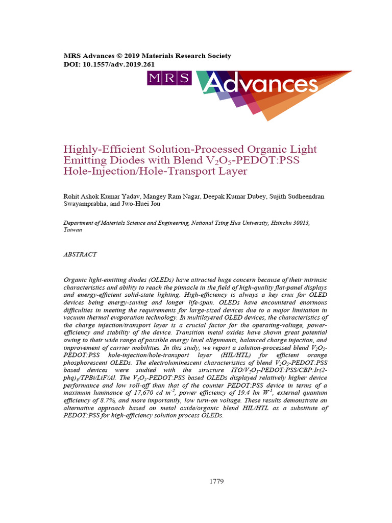 Adv 2019 261 | PDF | Oled | Applied And Interdisciplinary Physics