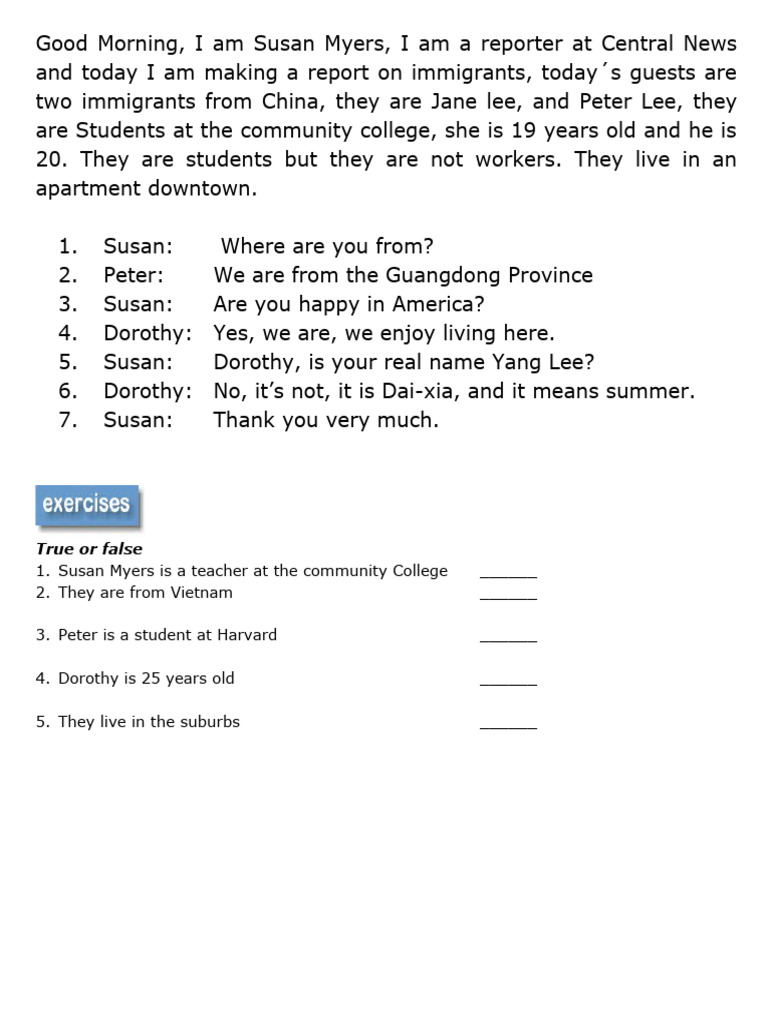 Reading Comprehension Verb To Be Fun Activities Games - 39576 | PDF