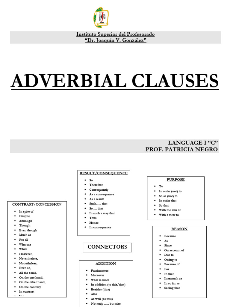 ADVERBIAL CLAUSES LINKING WORDS OK | PDF | Linguistic Typology ...