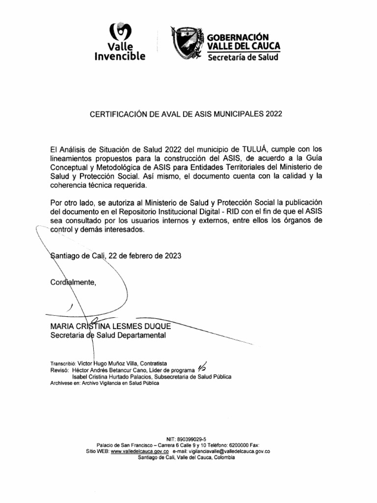 Asis 2022 Tuluá | PDF | Tasa de mortalidad | Medicina CLINICA