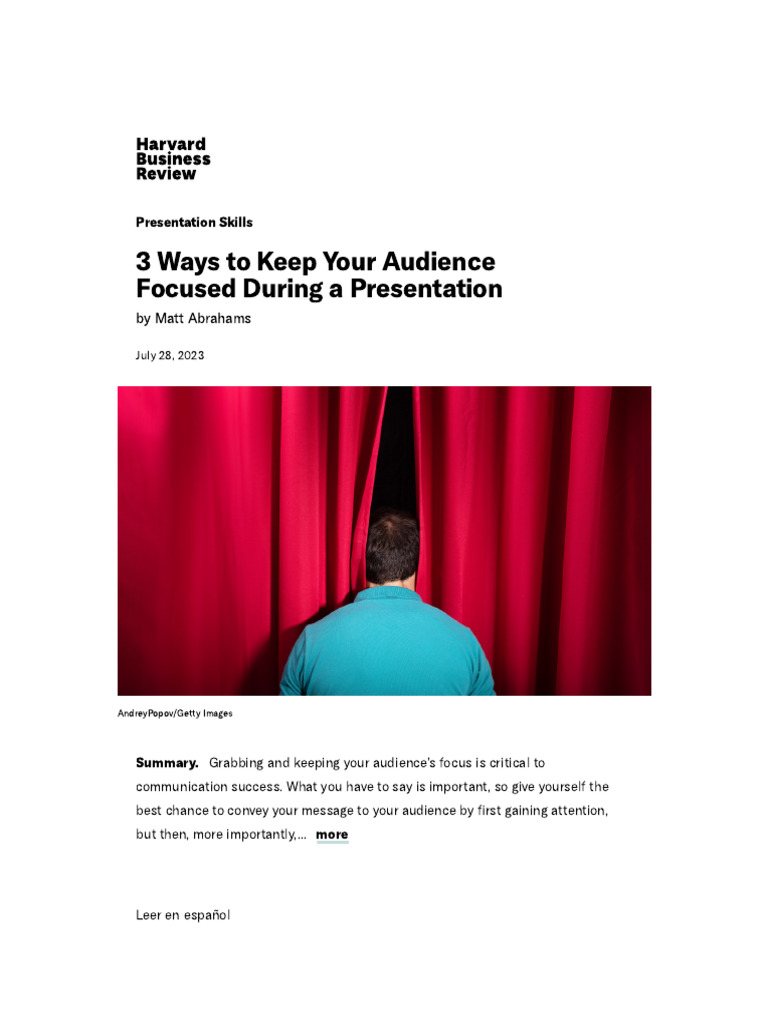 Engage Your Audience: 3 Key Techniques | PDF | Communication | Attention
