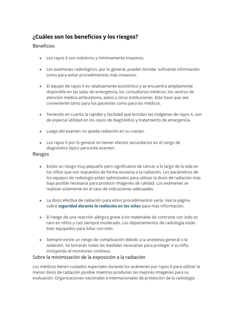 Cuáles Son Los Beneficios y Los Riesgos | PDF | Radiología | Radiación